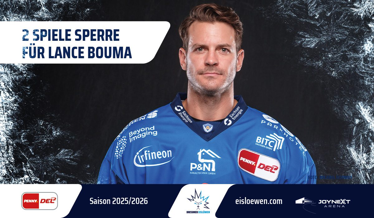 Lance Bouma für zwei Spiele gesperrt | Dresdner Eislöwen